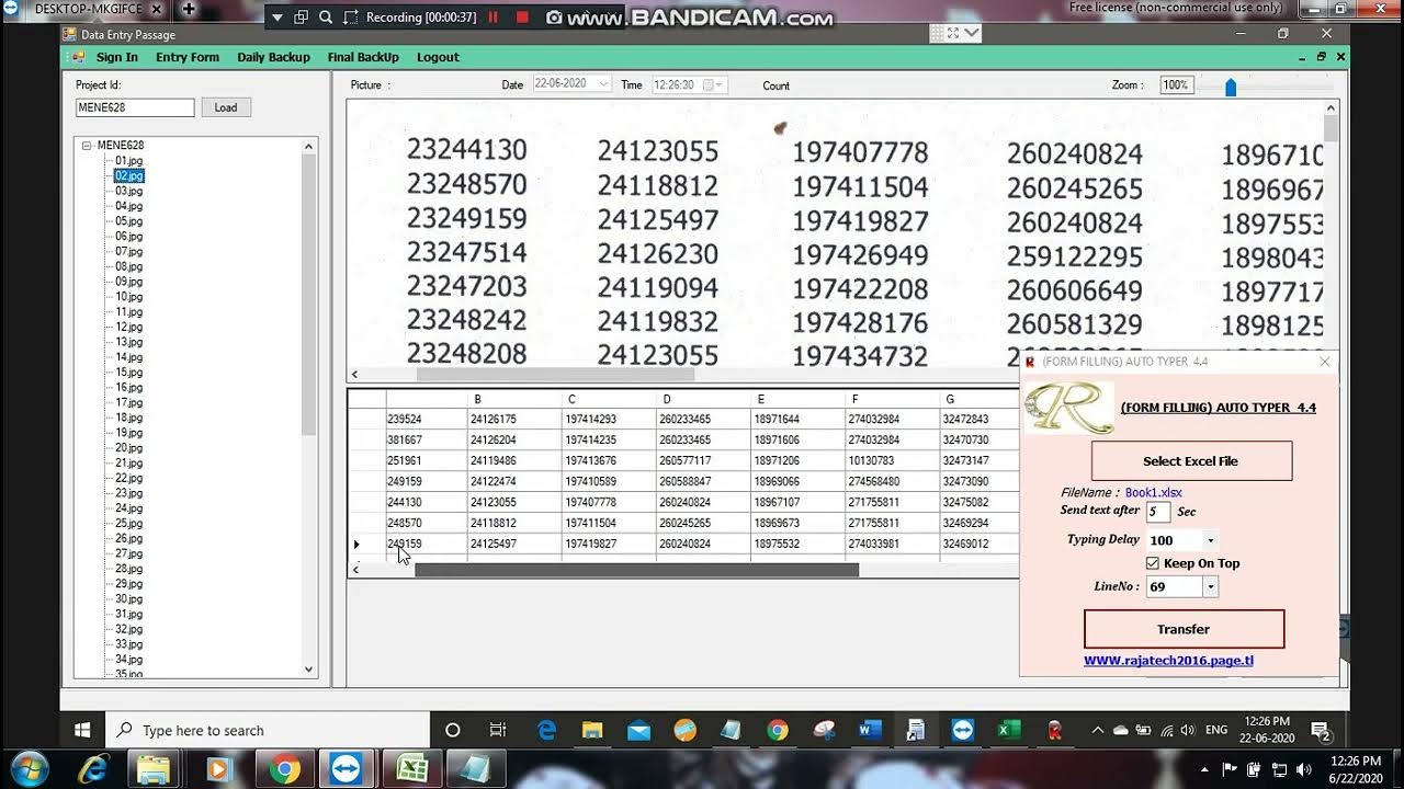 Excel numeric entry Data Entry work Autotyper 4.4 - YouTube