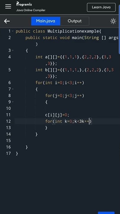 Matrix Multiplication in Java||#coding #shorts #programming #Codingtype ... Matrix Multiplication in Java||#coding #shorts #programming #Codingtype ...