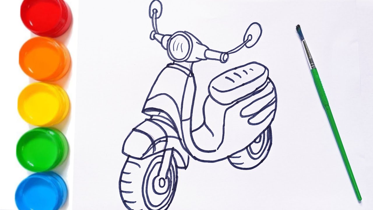 scooty drawing and colouring fun😍//scooty😍//drawing for children's 😍 ...