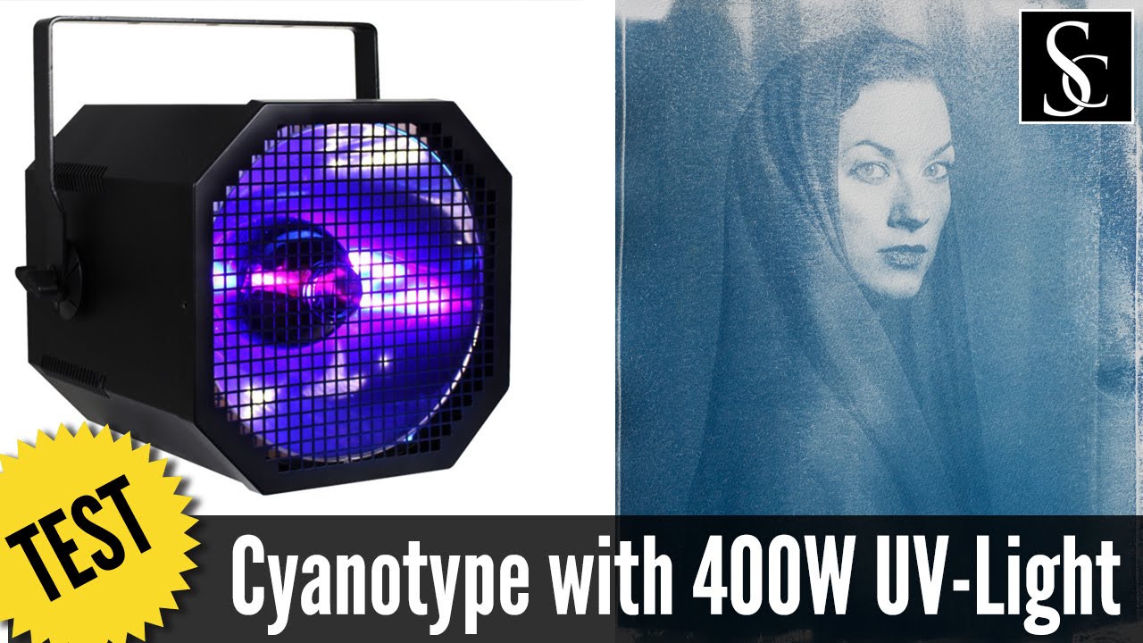 Cyanotype printing with a 400W blacklight lamp (First test) - YouTube