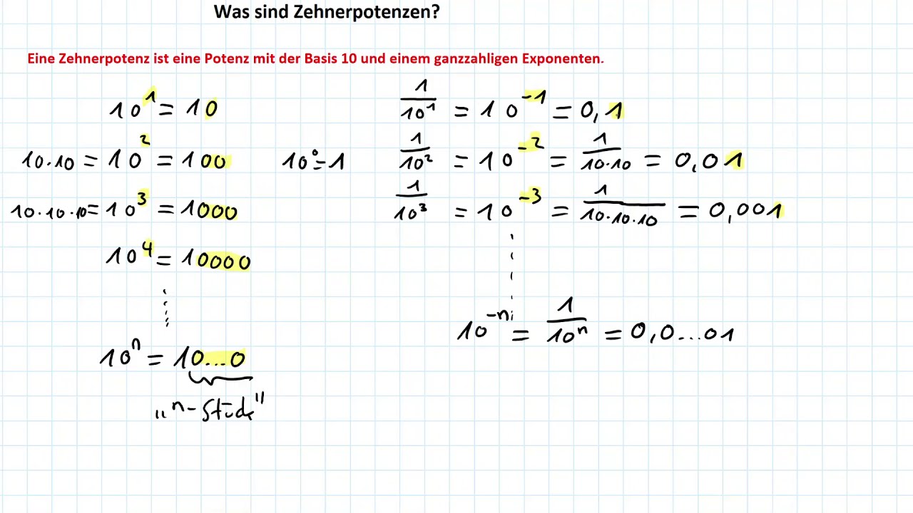 Zehnerpotenzen (Teil1) - Was sind 10er Potenzen? - YouTube
