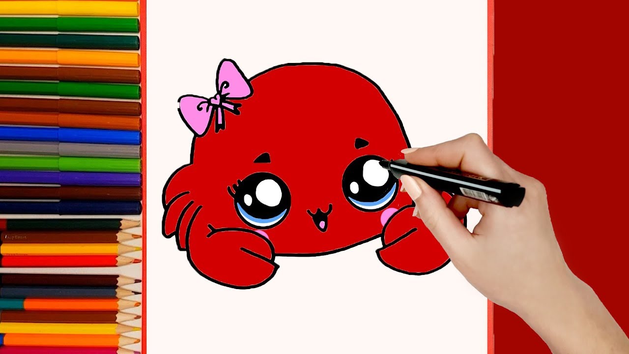 Dibujo fácil de un Cangrejo paso a paso. Cómo dibujar un Cangrejo ...