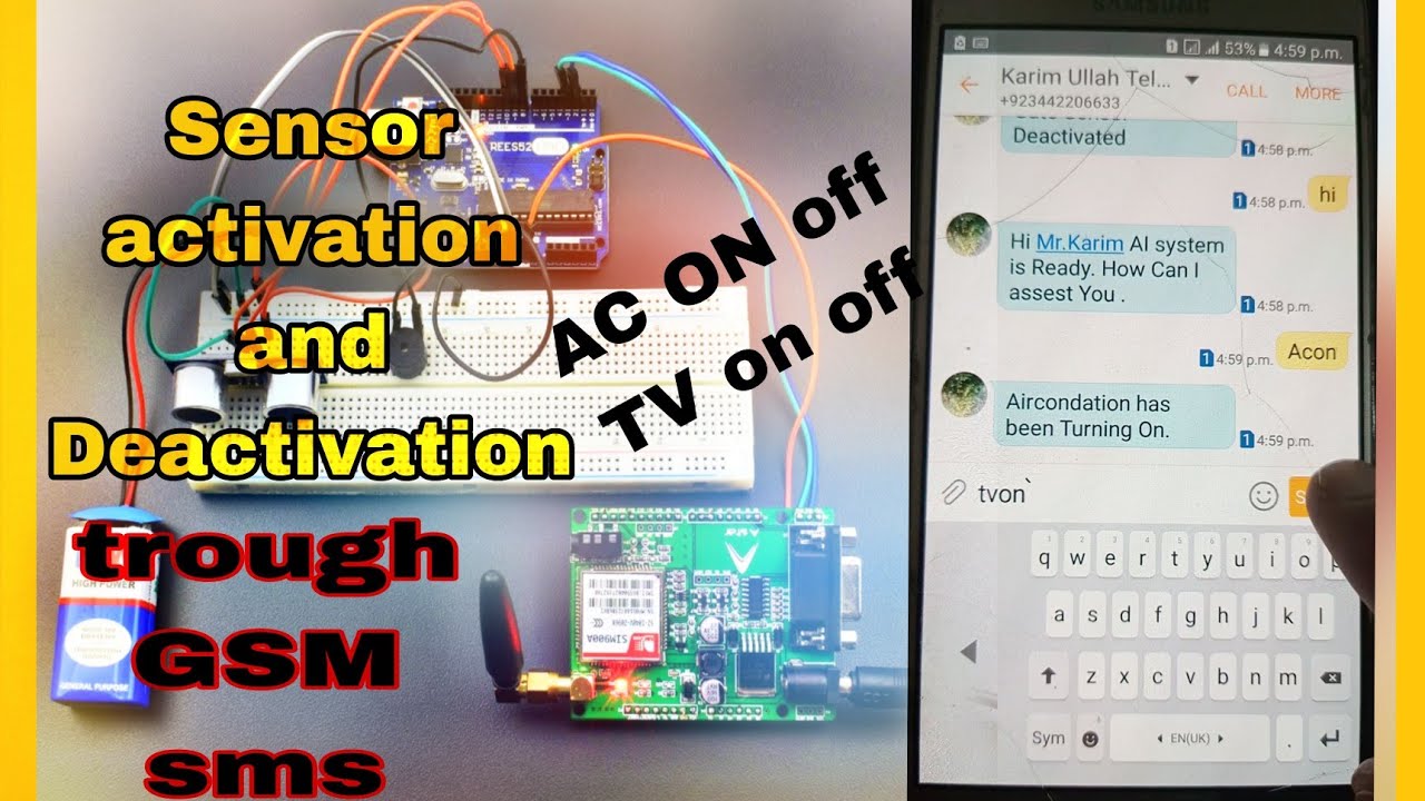 GSM sensor activation and Deactivation through SMS - YouTube