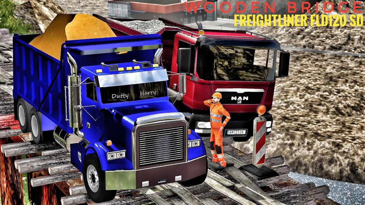 ETS2 - Freightliner FLD 120 SD dump Truck going down hill with 42t of ...