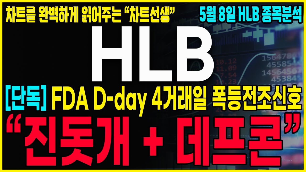 [HLB 에이치엘비] "긴급공시" 5분전, 속보 FDA D-day 4거래일 이제부터 진정한 흔들기 후 폭등구간 나옵니다. "이 ...