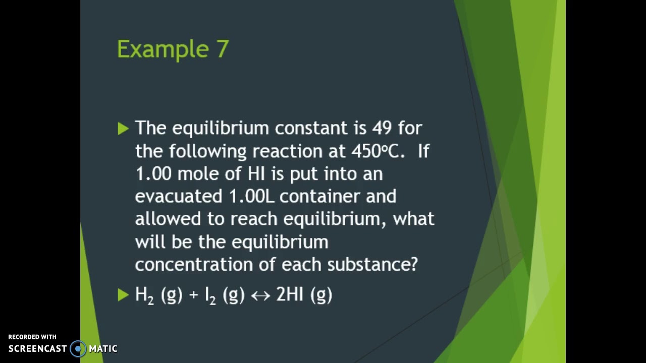 Calculating Equilibrium Conc (Kc given, Change undefined) - YouTube
