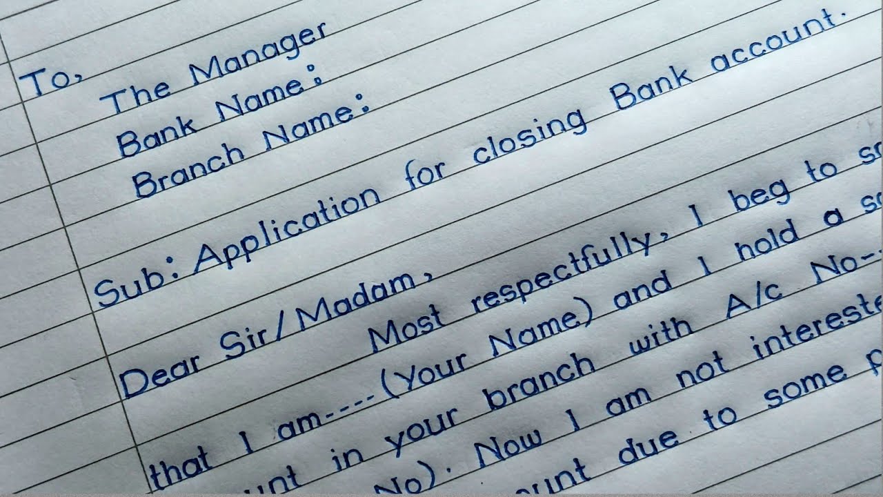 Application For Closing Bank Account || Bank Account Close Application ...