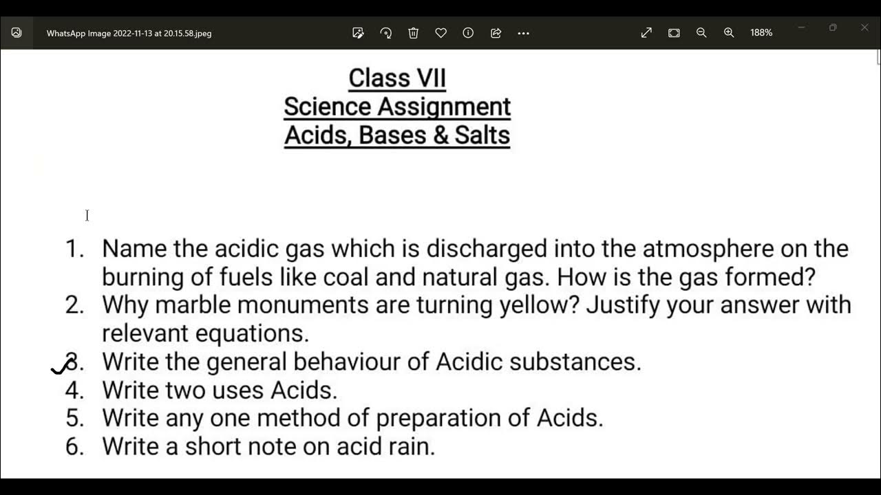 | CLASS 7 | ACIDS, BASES AND SALTS | VERY IMPORTANT QUESTIONS | - YouTube