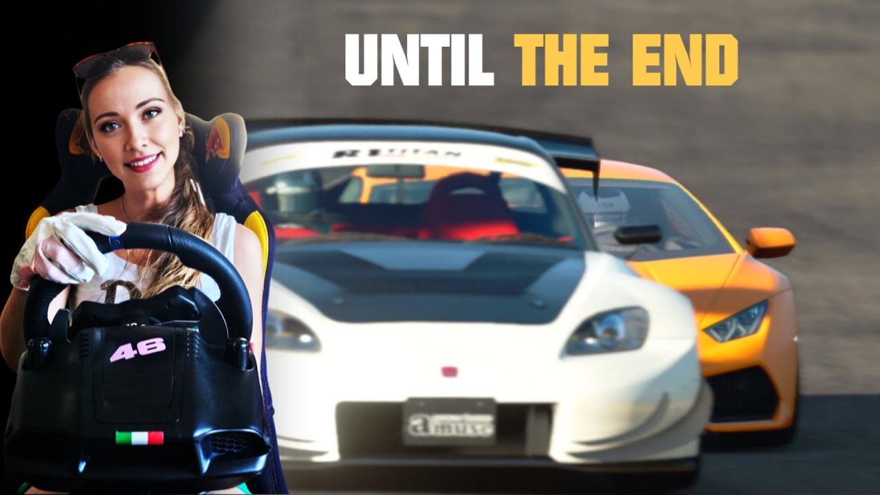 PINK46 - sim racing girl battle with Lambo until the last corner - YouTube