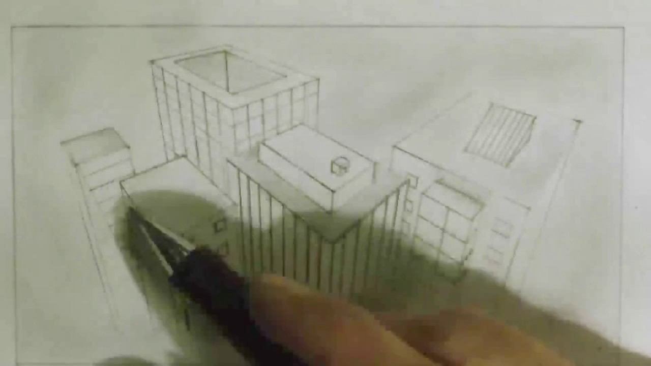 Pencil Geometric Drawing, TimeLapse, buildings - YouTube