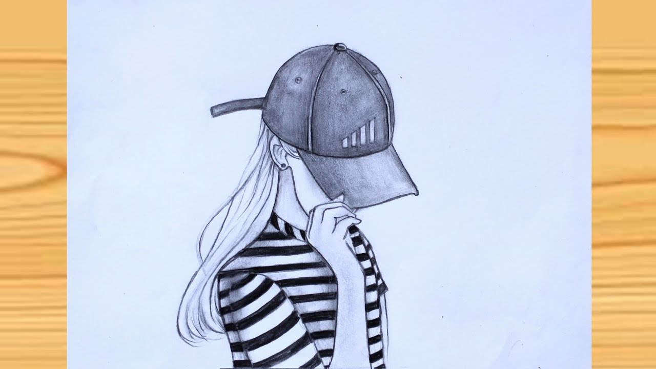 How to draw a with cap || Girl drawing ideas - YouTube