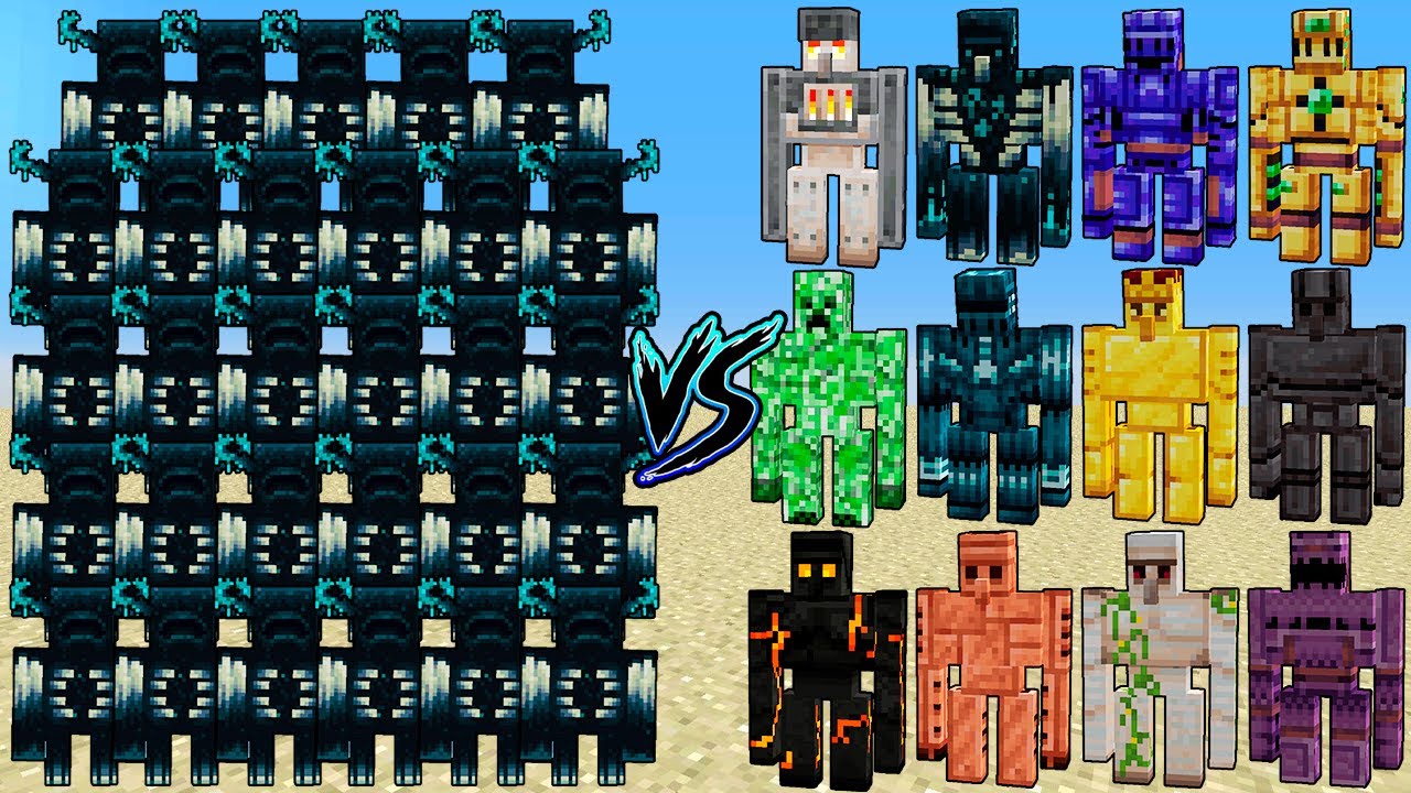 Warden Army vs New Golem Mobs | Sculk Boss and Modular Golems - Fight ...