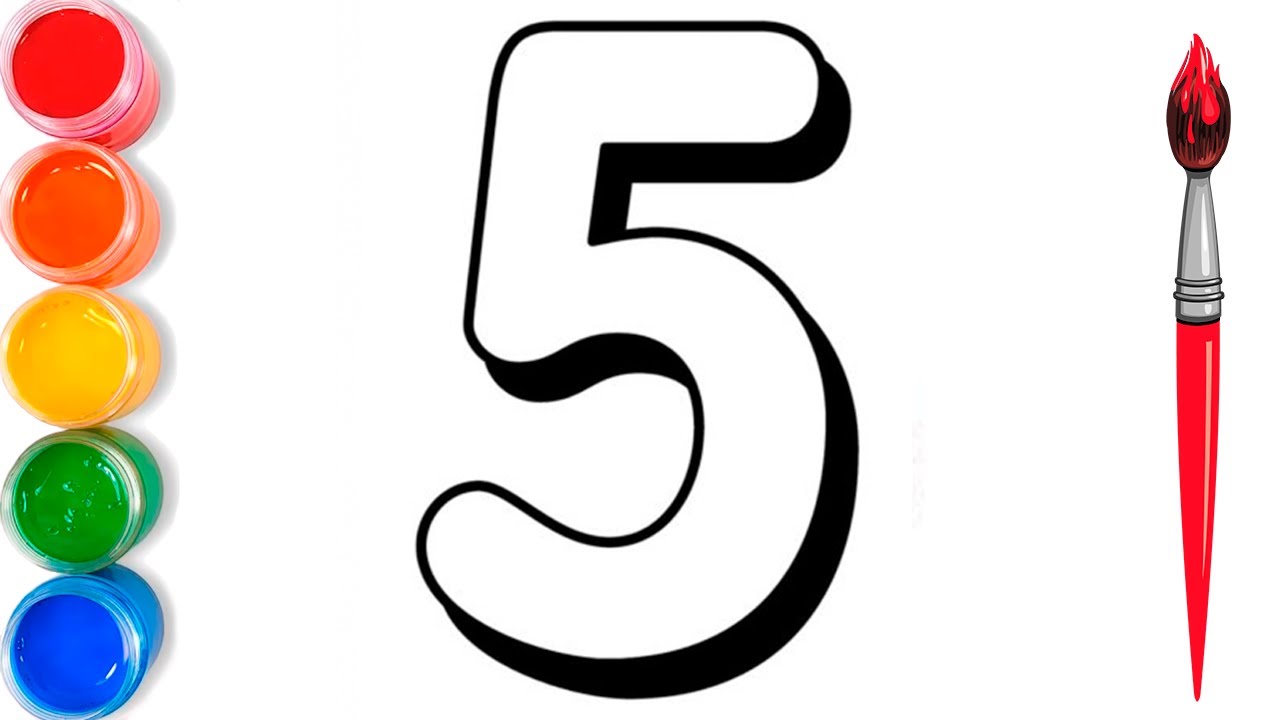 How To Draw The Number Five | Drawing A Picture Of Five - YouTube