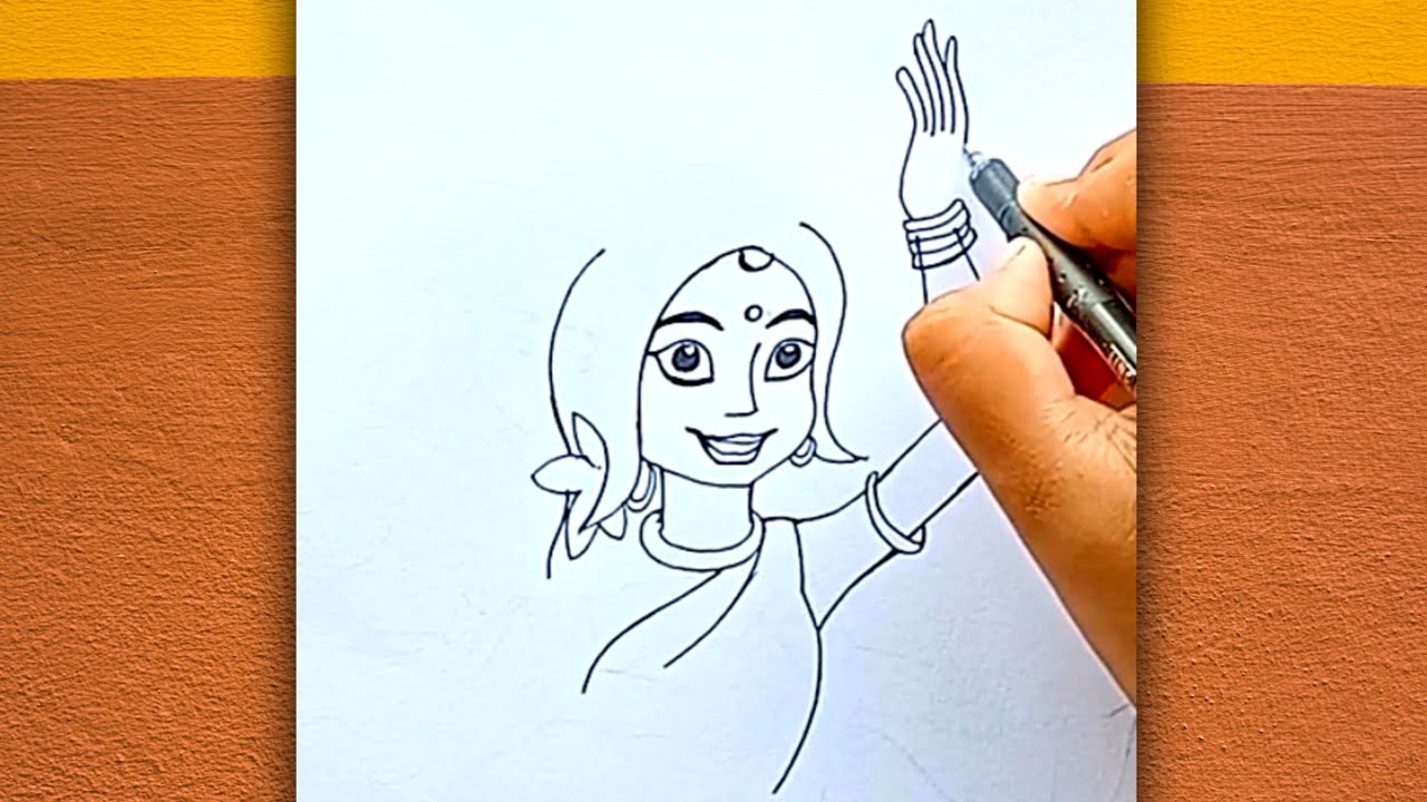 HOW TO DRAW RADHA STEP BY STEP/ EASY RADHA DRAWING FOR BEGINNERS/ # ...