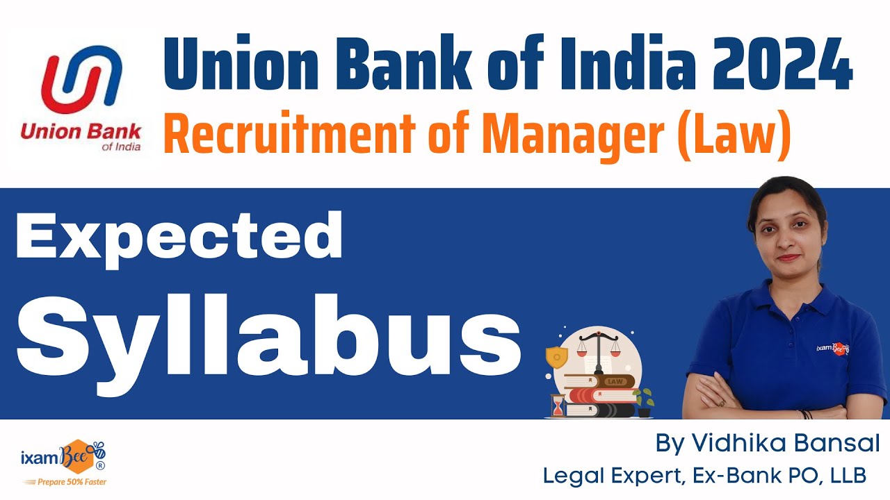 Union Bank of India 2024 || Recruitment of Manager (Law) || Expected ...