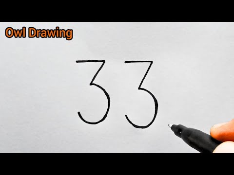 How To Draw Owl Step By Step From Number 33 || Owl Drawing Easy || Owl ...
