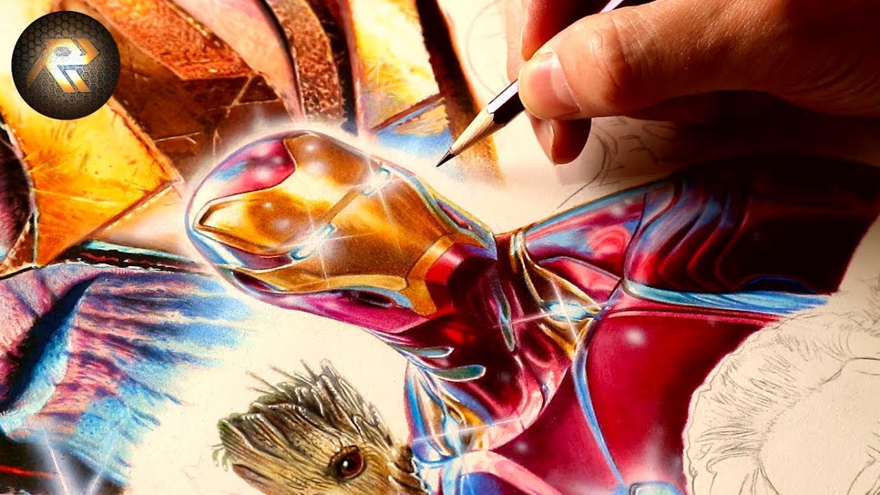 Drawing Avengers Endgame Poster - Part 4: Iron Man | RRFineArt - YouTube