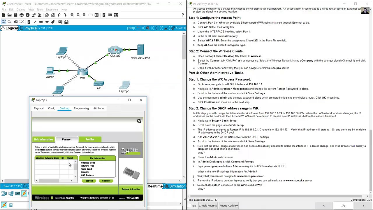 13.1.10 Packet Tracer - Configure a Wireless Network - YouTube
