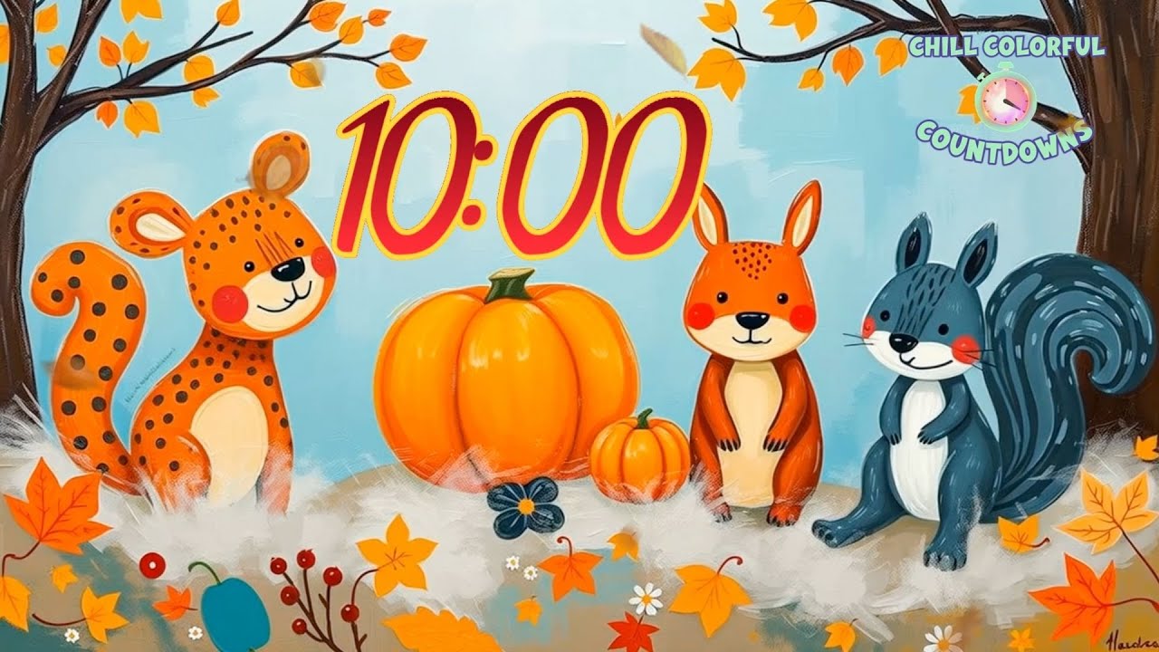 10 Minute Cozy Fall Timer | Cute Animal Friends, Pumpkins & Autumn ...