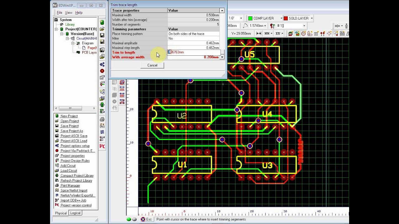 How to trim Traces in EDWinXP - YouTube