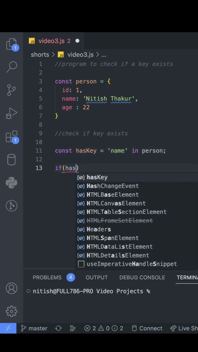 Check If Key Exists In Object Using In Operator Short Video Coding Codesecret Youtube