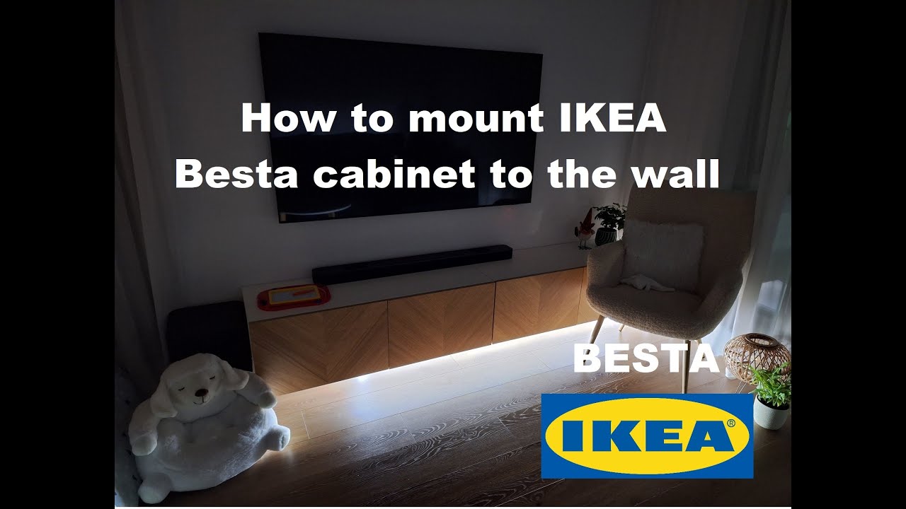 How to mount IKEA Besta cabinet to the wall - YouTube