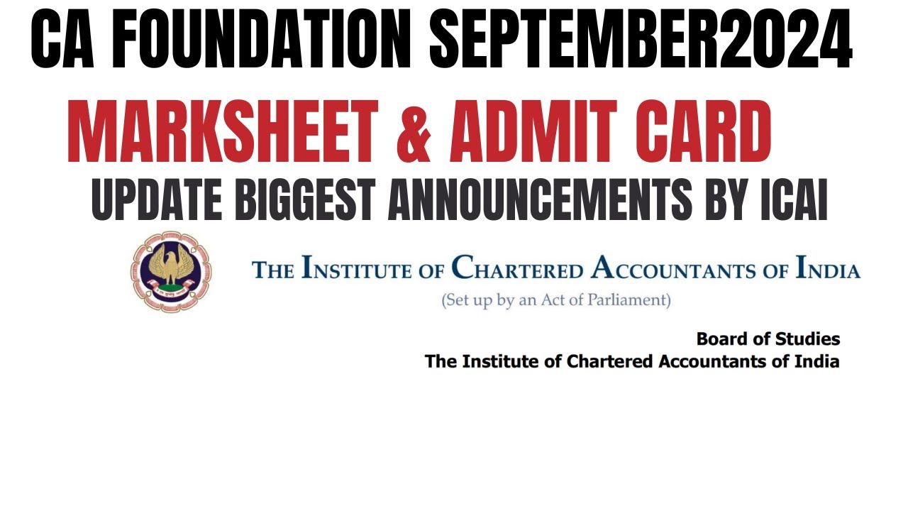 CA Foundation September 2024 Marksheet & admit Card Biggest ...