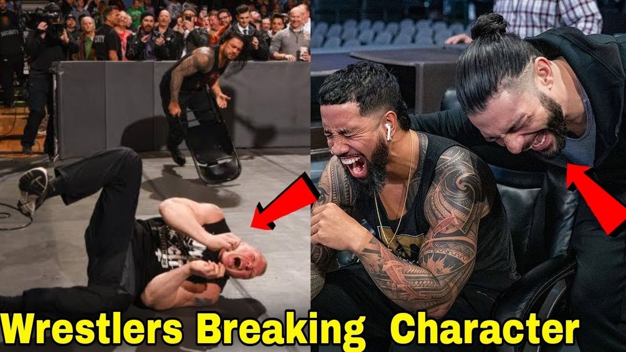 5 WWE Wrestlers Who Were Caught Breaking Character, Roman Reigns Vs ...
