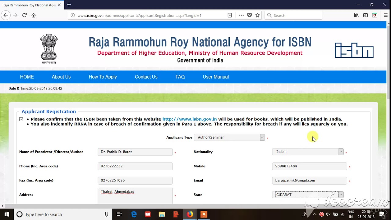 Registration Process of New Application (ISBN) - YouTube