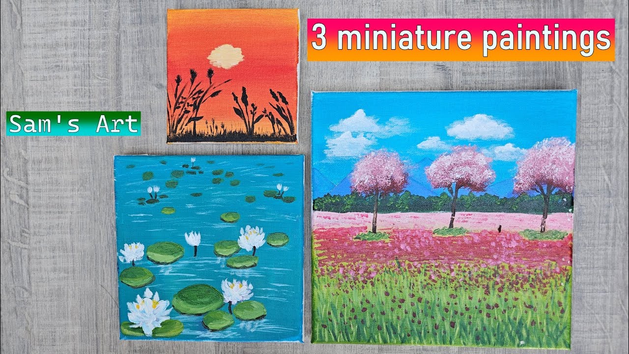 3 easy small paintings | acrylicpainting for beginners - YouTube