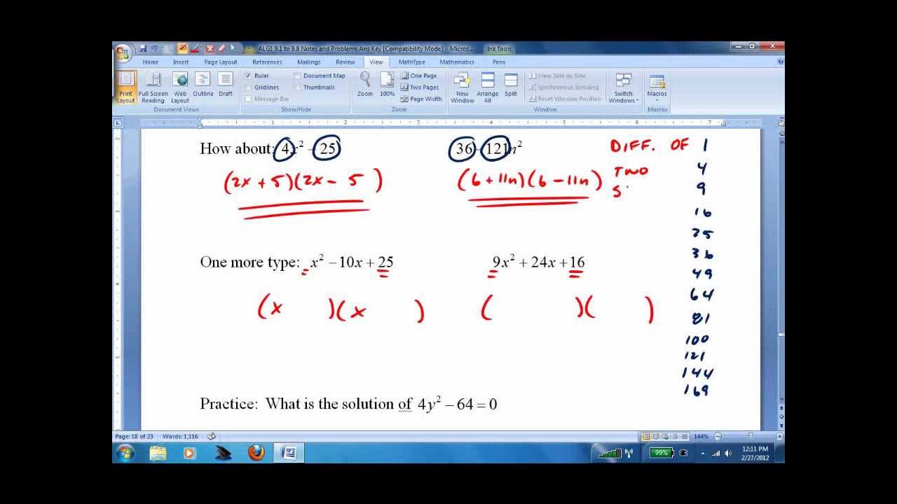 9.7 Factoring Special Polynomials.wmv - YouTube