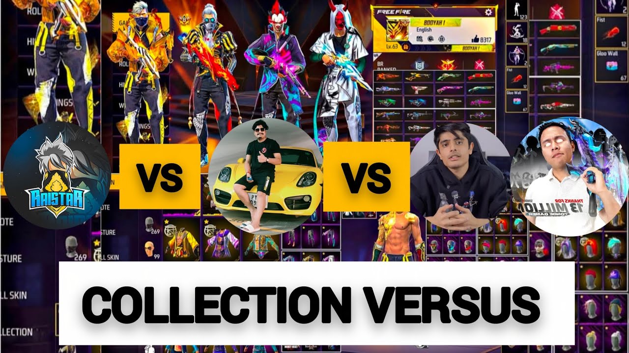 Free Fire All Youtubers Collection Versus 😯 || Best Collection In Free ...
