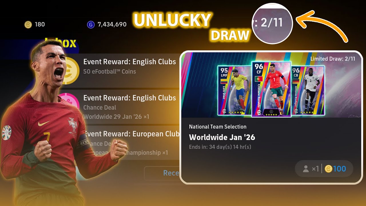 Unlucky Draw Worldwide January 26 box Player Cr7 eFootball 2026 - YouTube