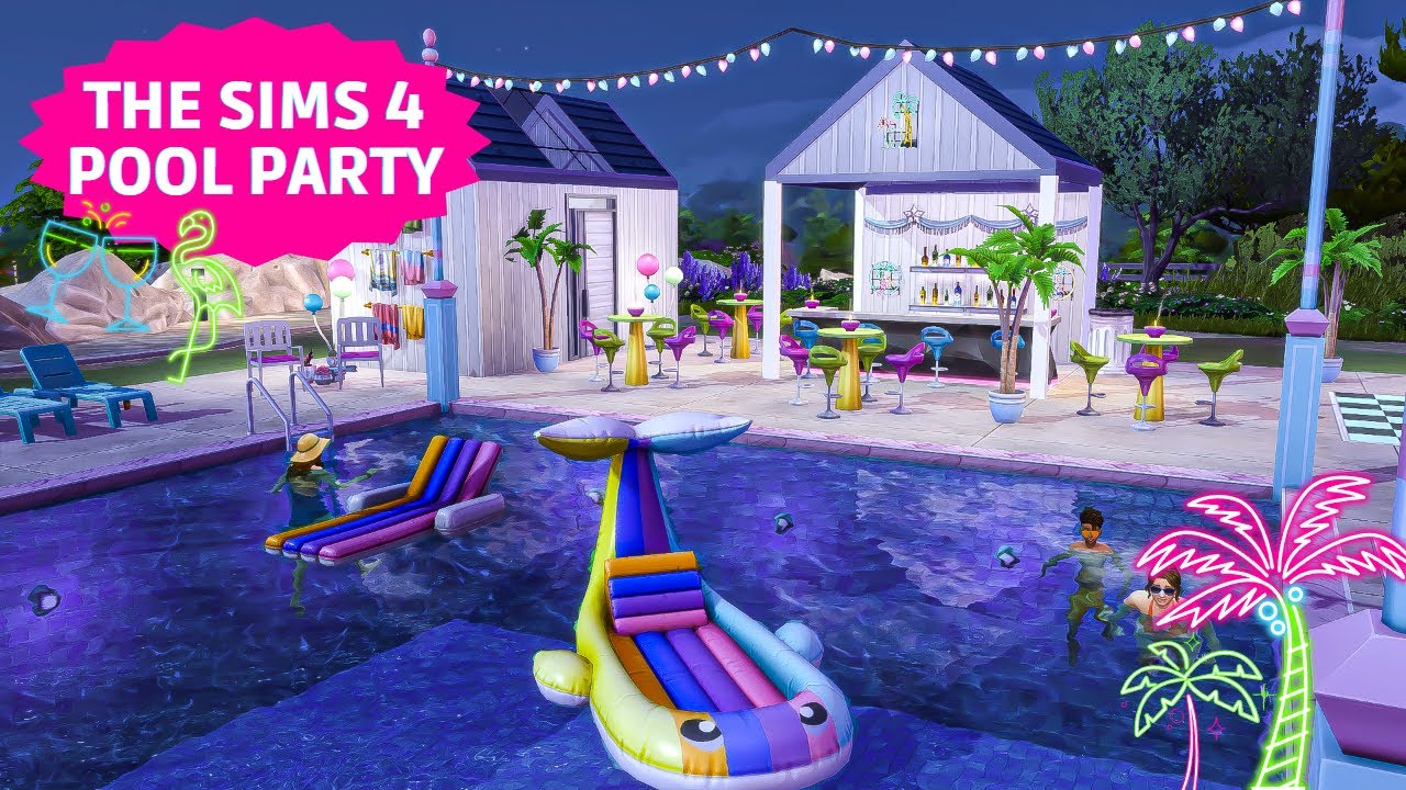 Pool Party Lot [NO CC] - TheSimsDays Sims 4 Speedbuild - YouTube
