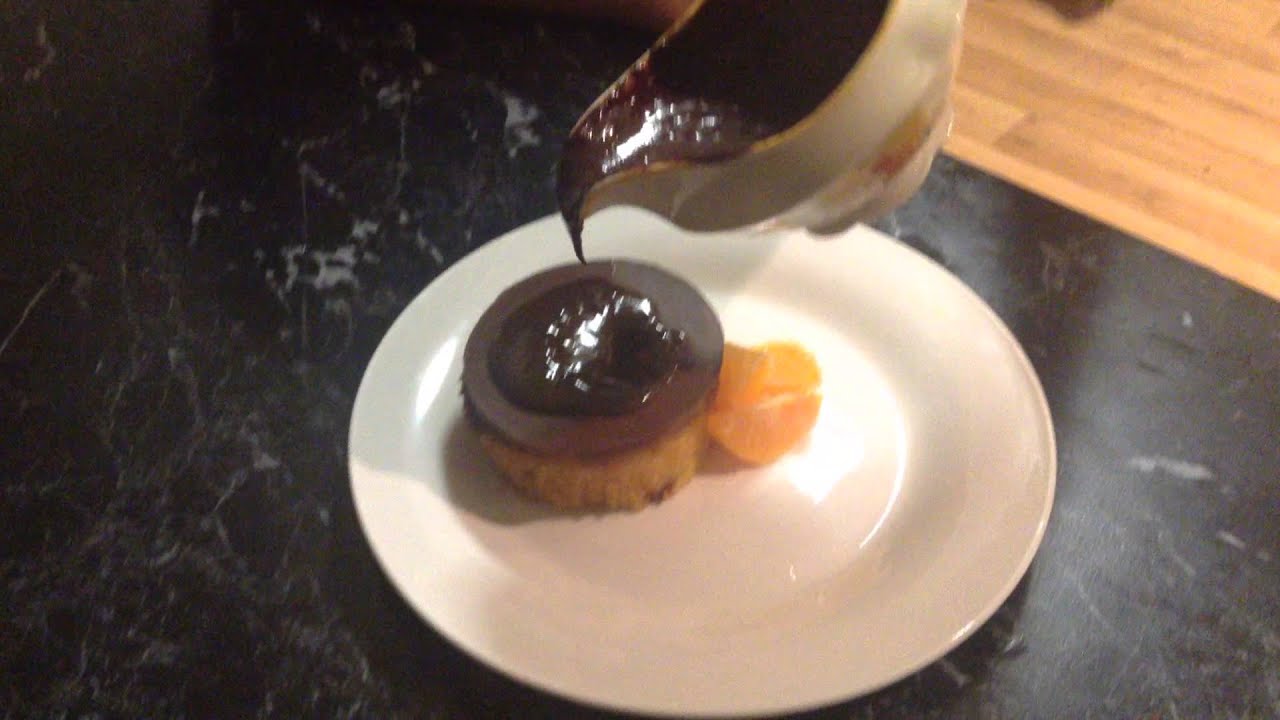 An orange lava cake with chocolate ganache - YouTube