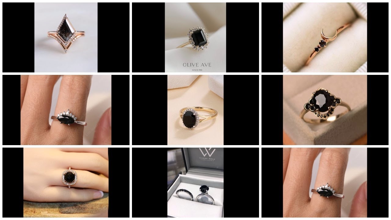 black stone gold rings design for ladies||black stone in gold rings ...