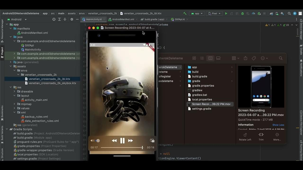 Load 3d model from network/server in native android app using filament with kotlin - YouTube