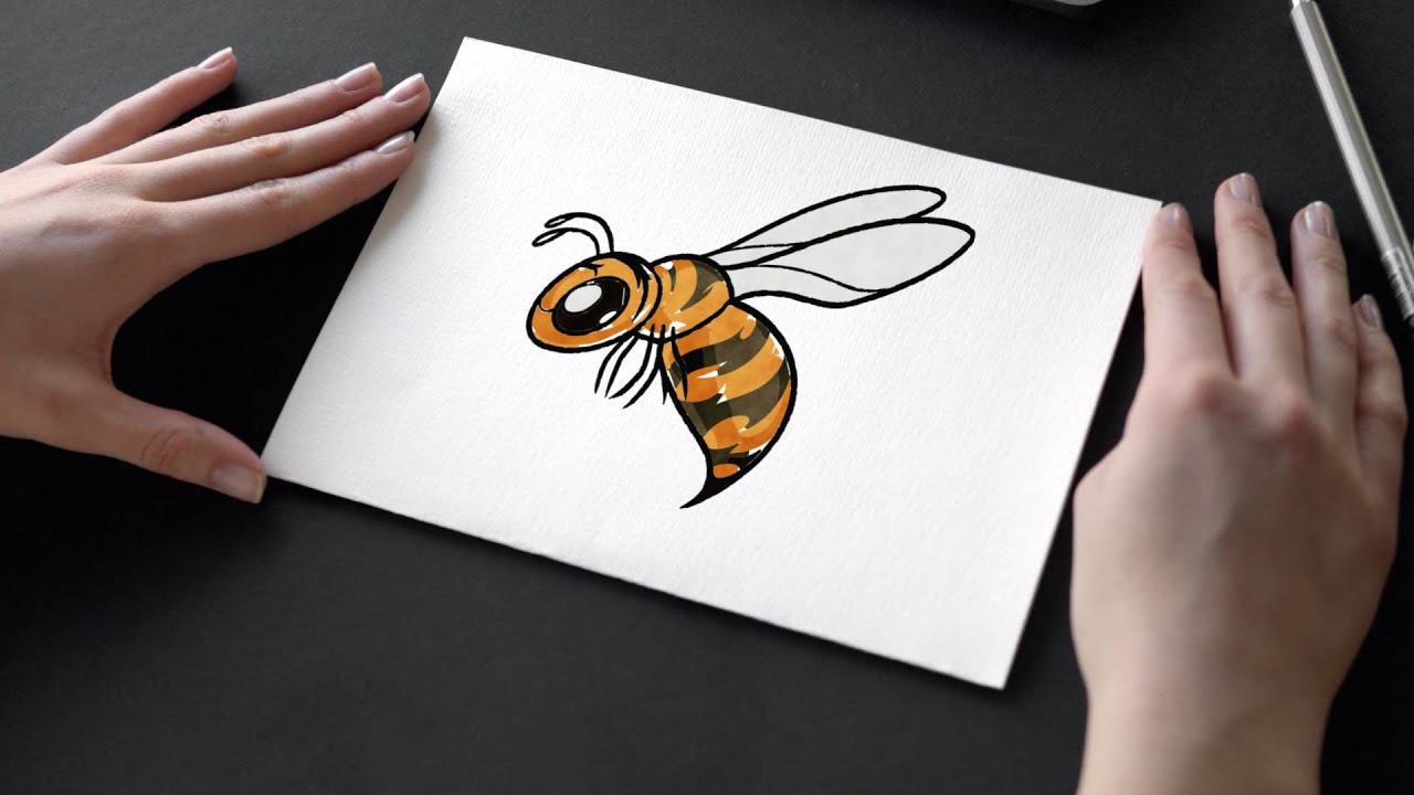 How to Draw a Wasp (easy) need a pencil, felt-tip pens or markers - YouTube