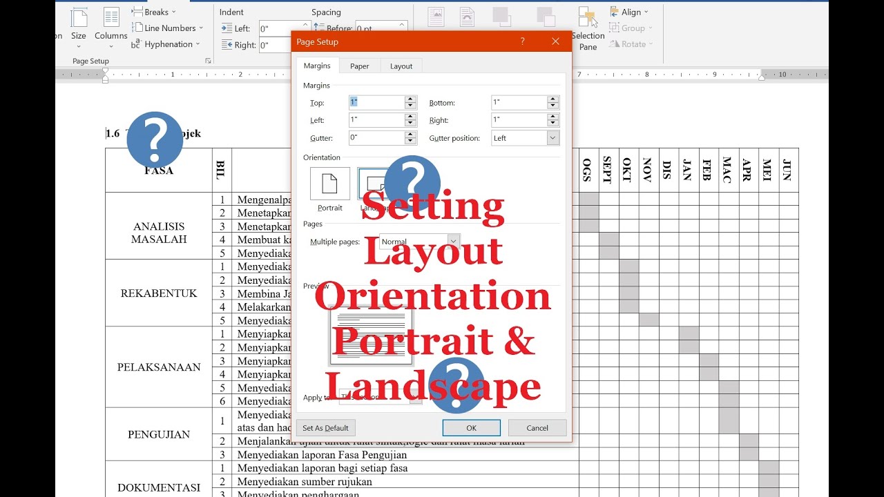 Setting Layout Orientation Portrait & Landscape Pada Fail Pelaporan ...