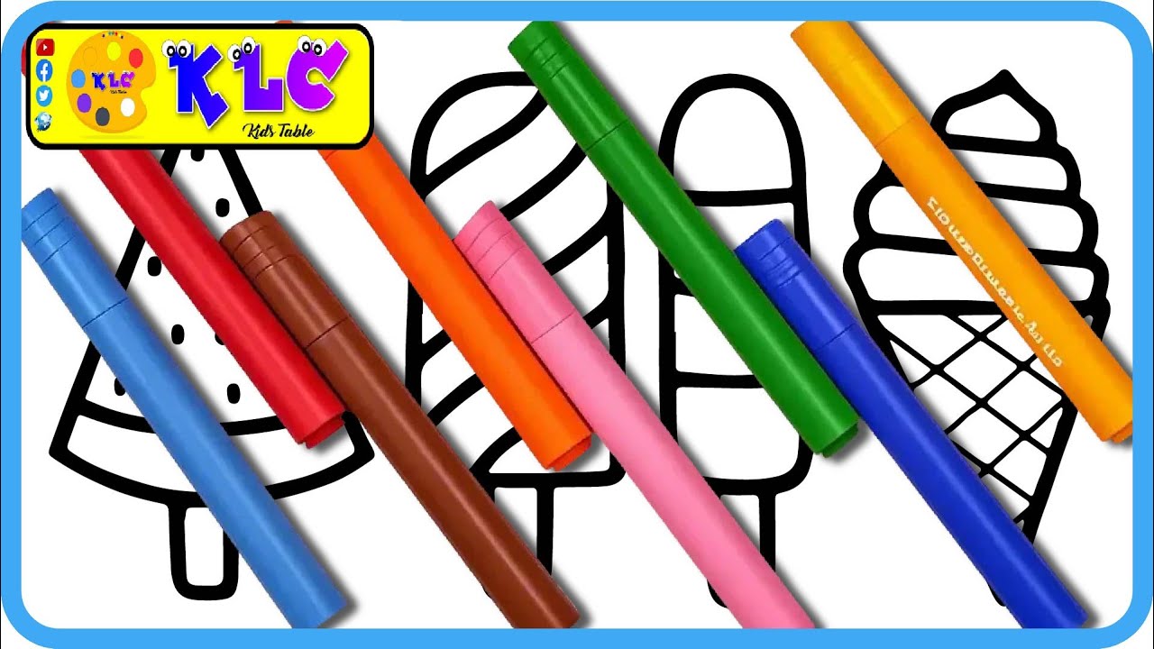 (Ice Cream) Foods and BIG Marker Pencil Coloring/Rainbow Ice Cream🍨/Fun ...