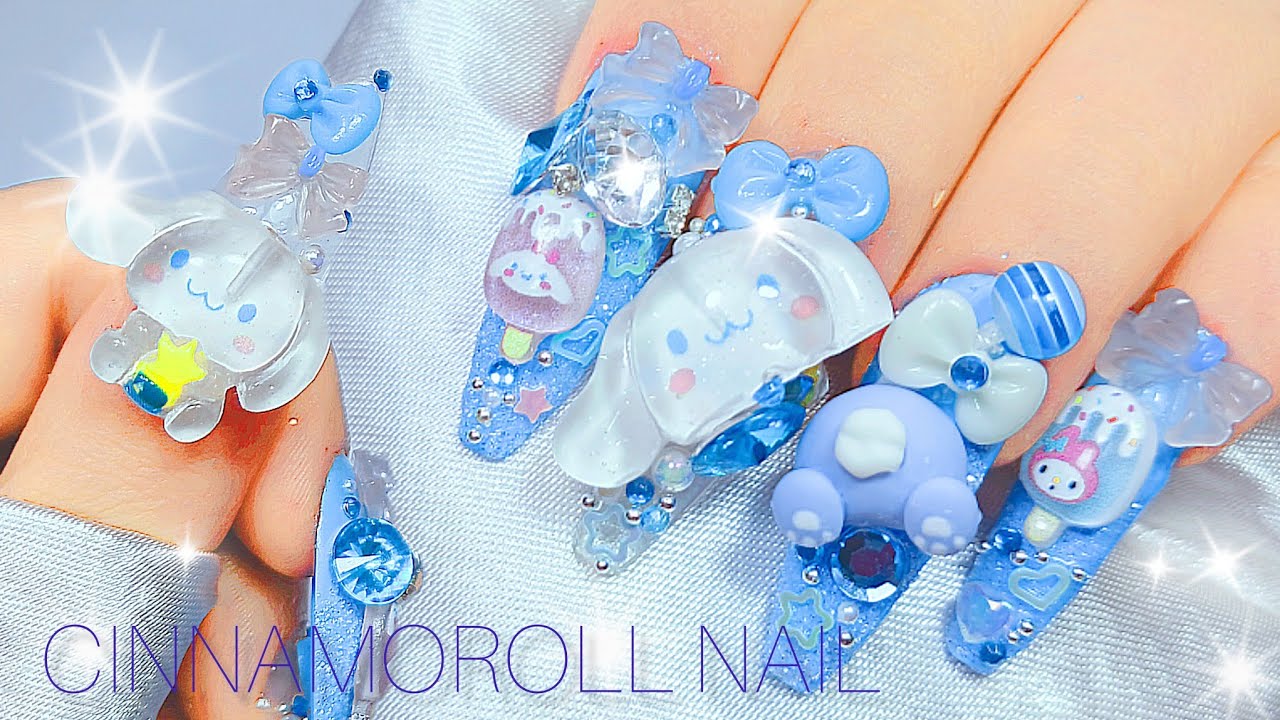 CINNAMOROLL NAIL art 💅 ️beautiful nail 💅 ️ it's so cute and funny 💅 😁 ...
