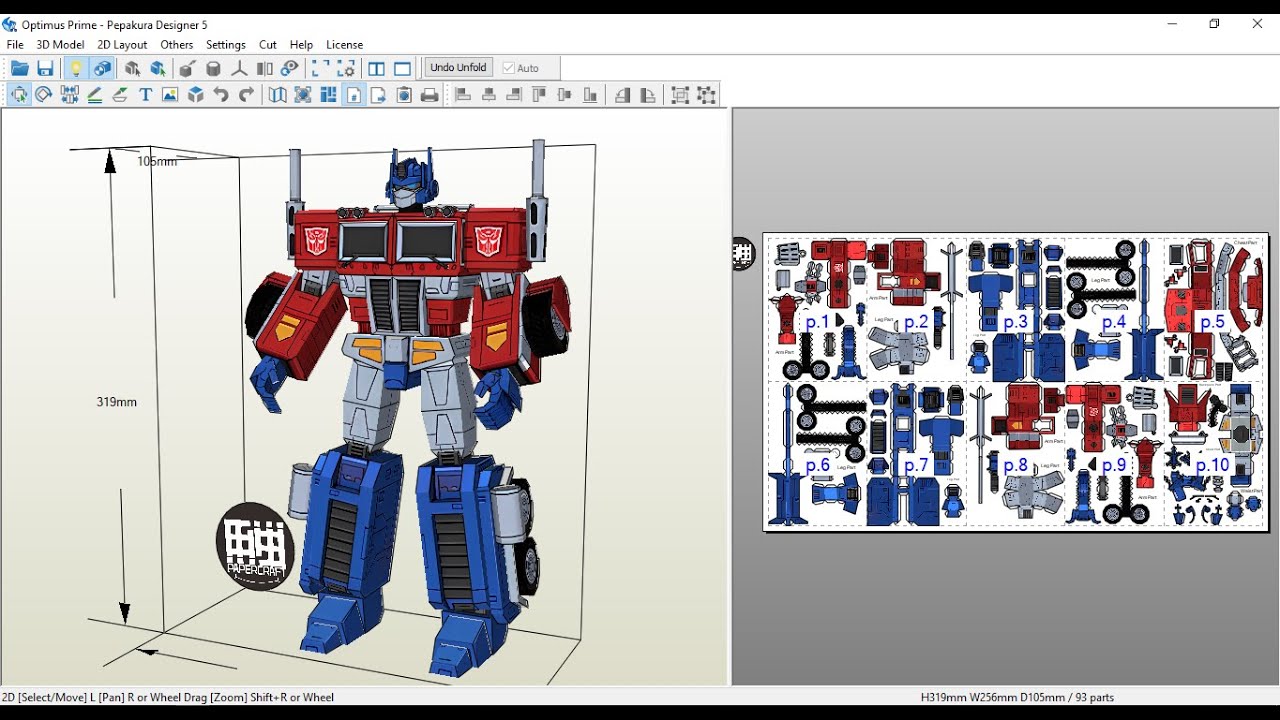 Optimus Prime Papercraft Instruction - YouTube