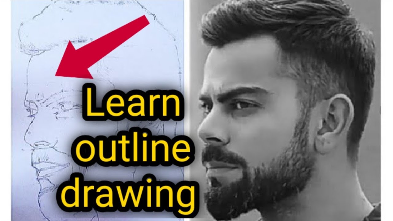 how to draw virat kohli outline - YouTube