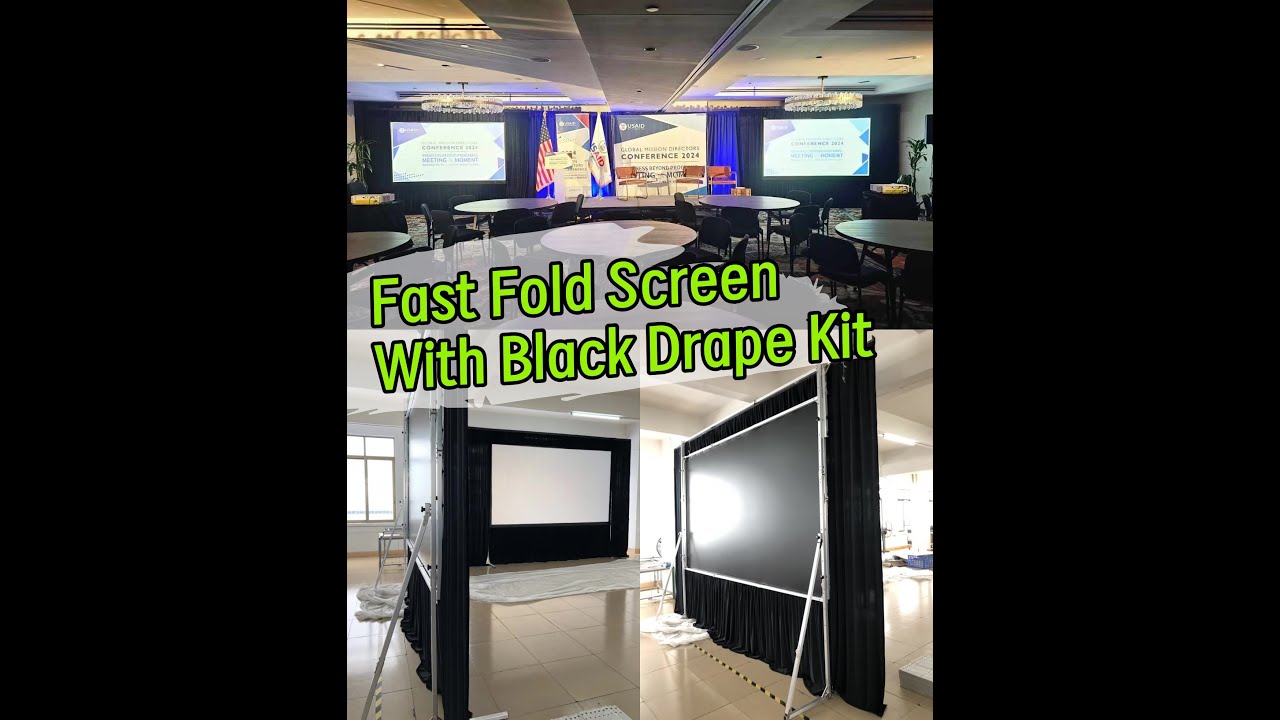 Outdoor Fast Fold Projector Screen With the Black Curtain Dress Drape ...