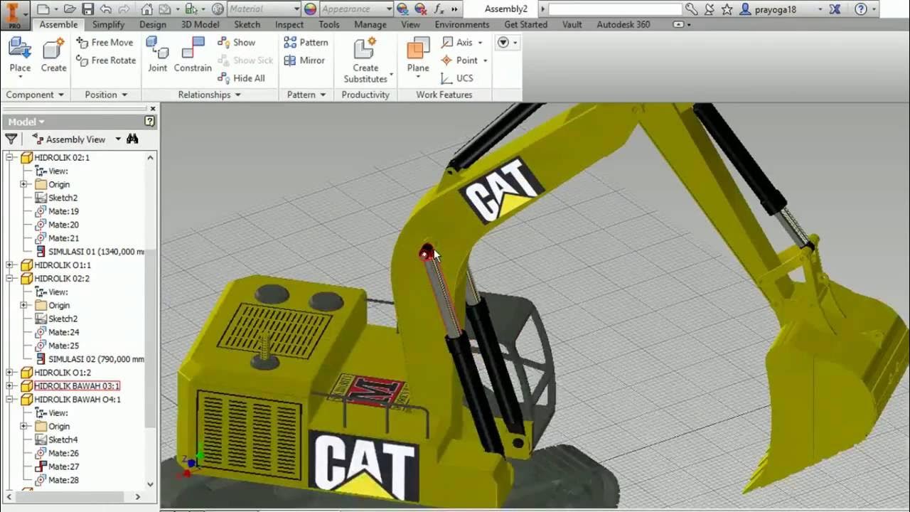 Autodesk Inventor Tutorial Simulation - Constrain, Mate, Angle & Drive. - YouTube