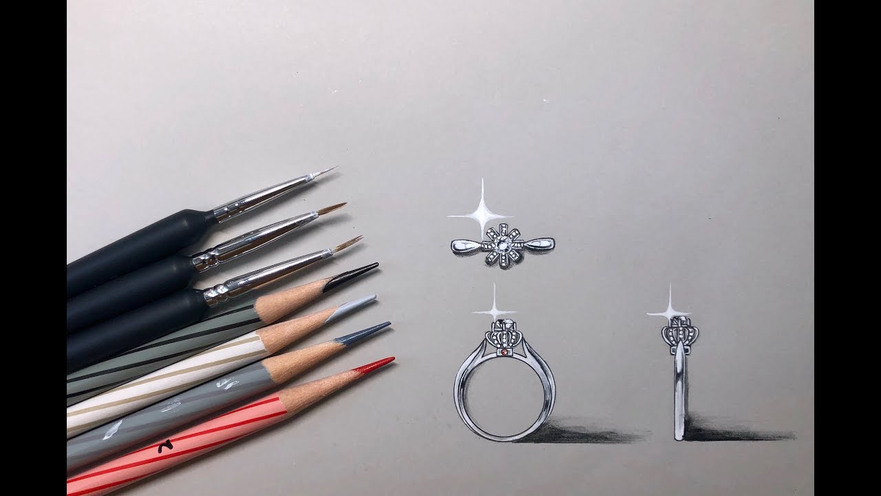Draw a DIAMOND RING with pencils - YouTube