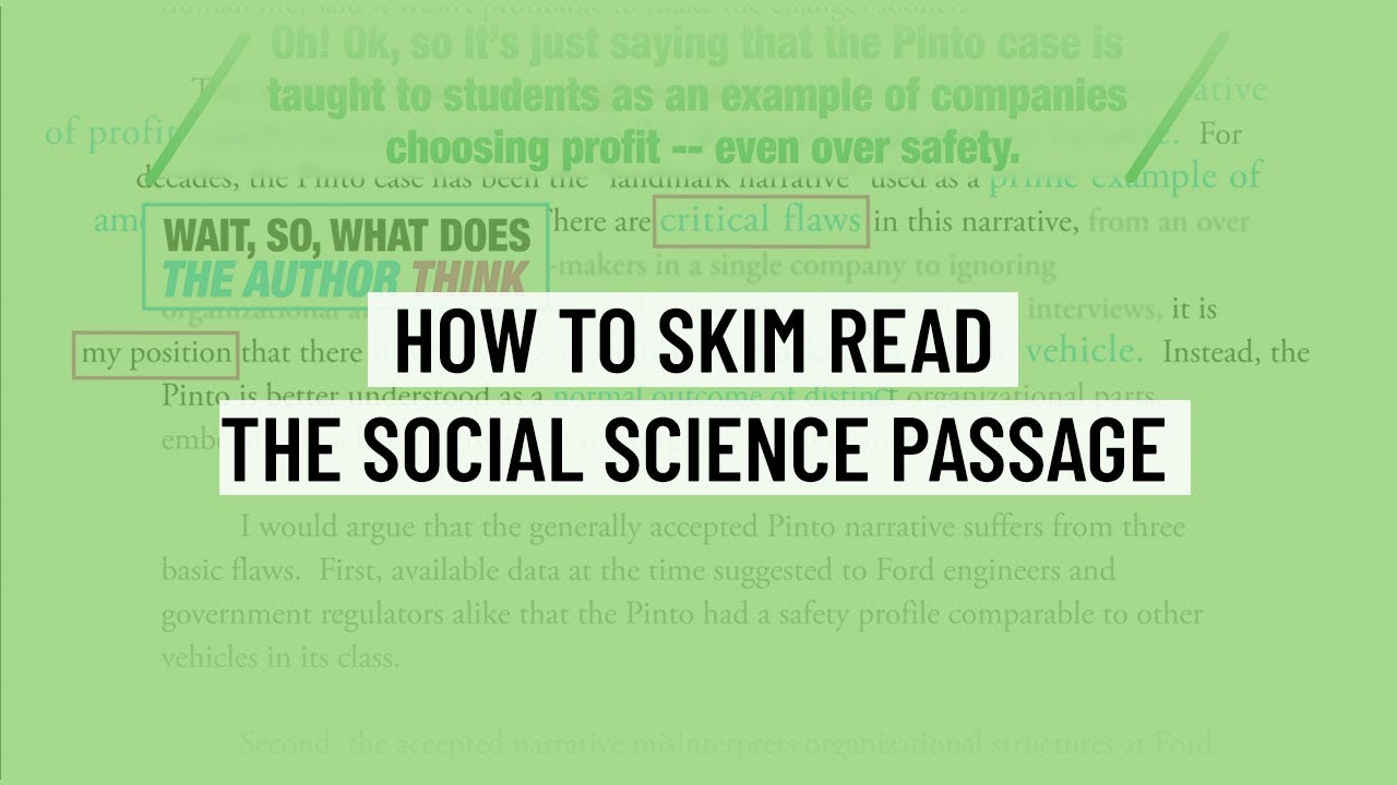 How to Skim Read the Social Science Passage - ACT/SAT Reading Passage ...