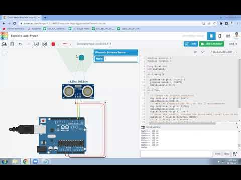 Ultrasonic Distance Sensor & Arduino using Tinkercad - YouTube