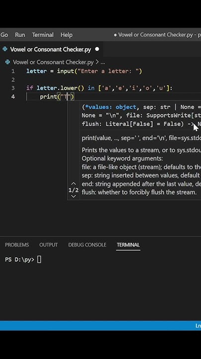 Vowel or Consonant Checker in Python | Python Program | Python Shorts | Coding Shorts - YouTube