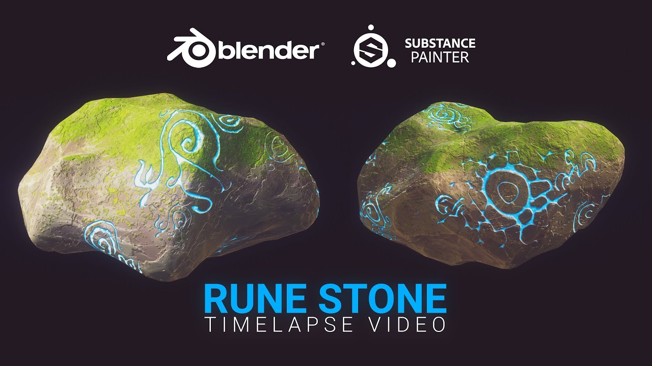 (Speed 3d Game Art) Stylised Rune Stone Blender 3d to Substance Painter ...